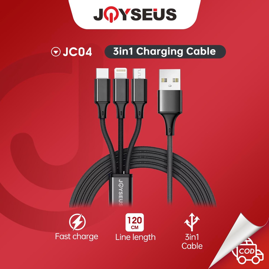 Jual JOYSEUS Kabel data 3 in 1 USB Micro Type C Iphone Cable 120CM Fast ...