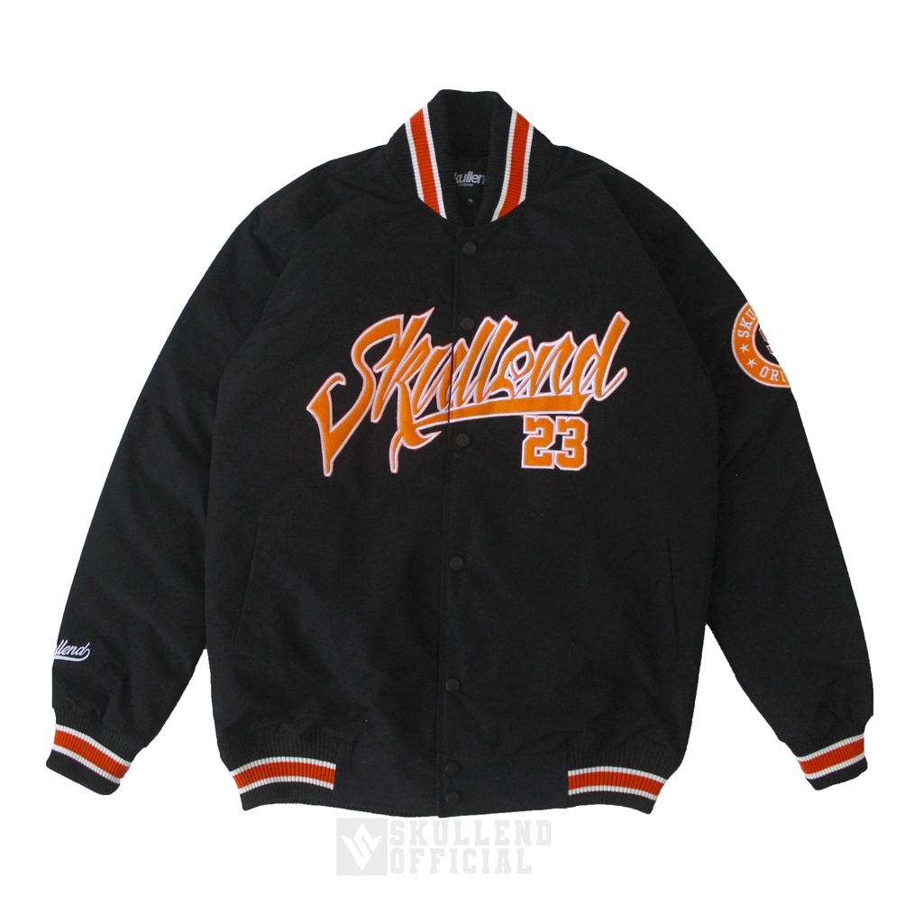 Jual SKULLEND Jacket Baseball Varsity Hitam Full Bordir - Jaket Varsity ...