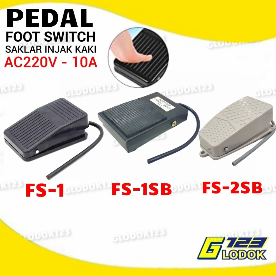 Jual Foot Switch Saklar Injak Kaki Kaki AC 220V 10A 1No 1Nc Push On Off ...