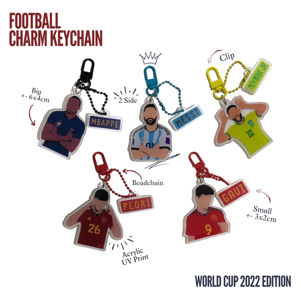 Jual Football Charm Keychain Fanmade | Messi Neymar Mbappe Gavi Pedri ...