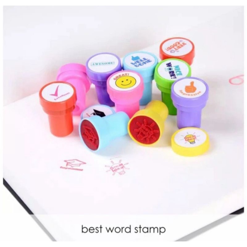 Jual BEST WORD STAMP isi 10 Stempel Emoticon Cap Rewards Anak | Shopee Indonesia
