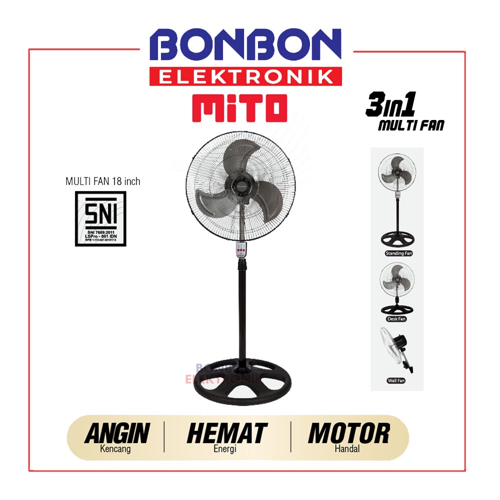 Jual Mito Kipas Angin Besi Tornado MT 1822 J / 1822S / 1822JR MITOCHIBA 3 IN 1 18inc | Shopee ...