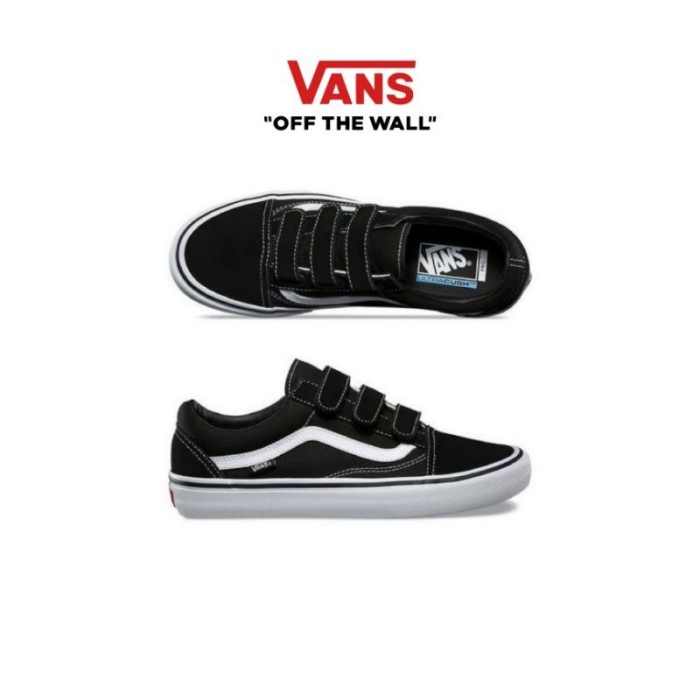 Jual Vans Old Skool Velcro Pro Black White Original | Shopee Indonesia
