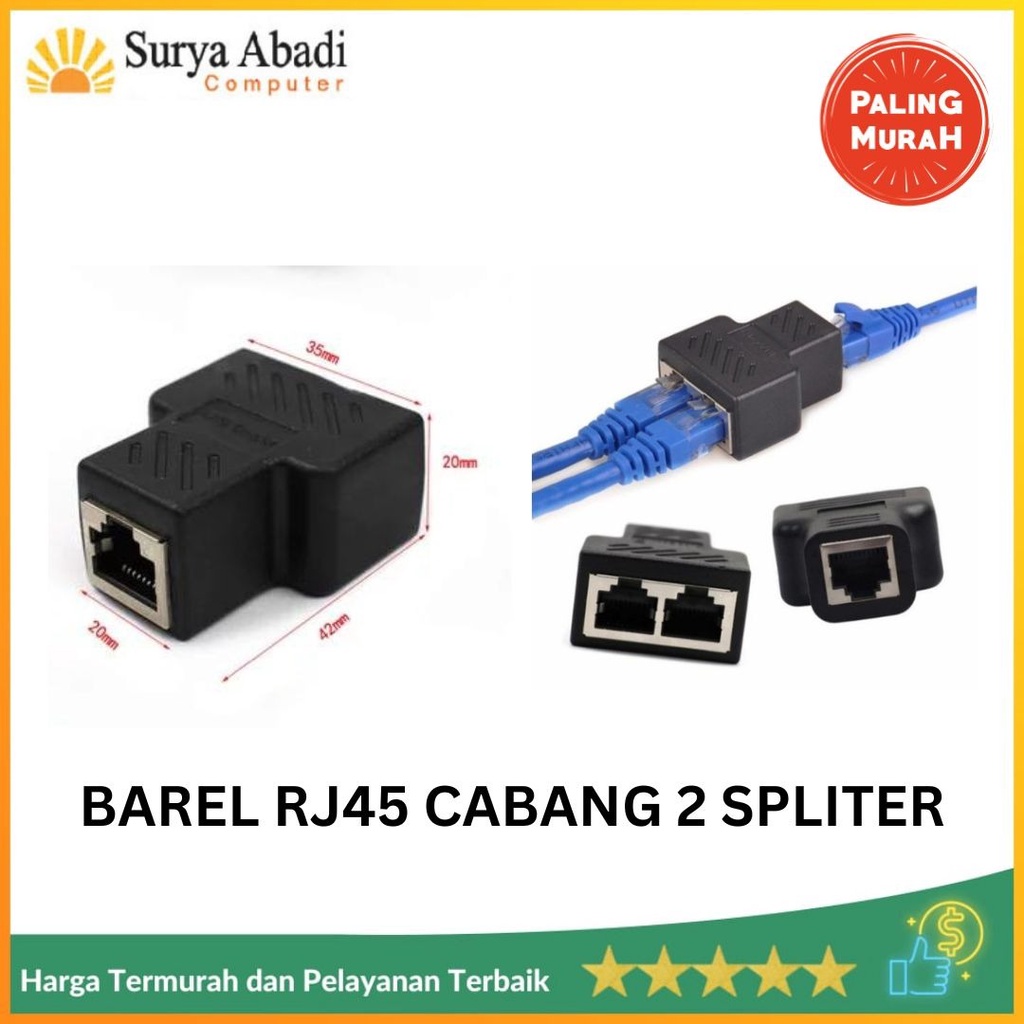 Jual Barel Double Gigabit / Barel Cabang LAN RJ45 1 Out 2 Port | Barel ...