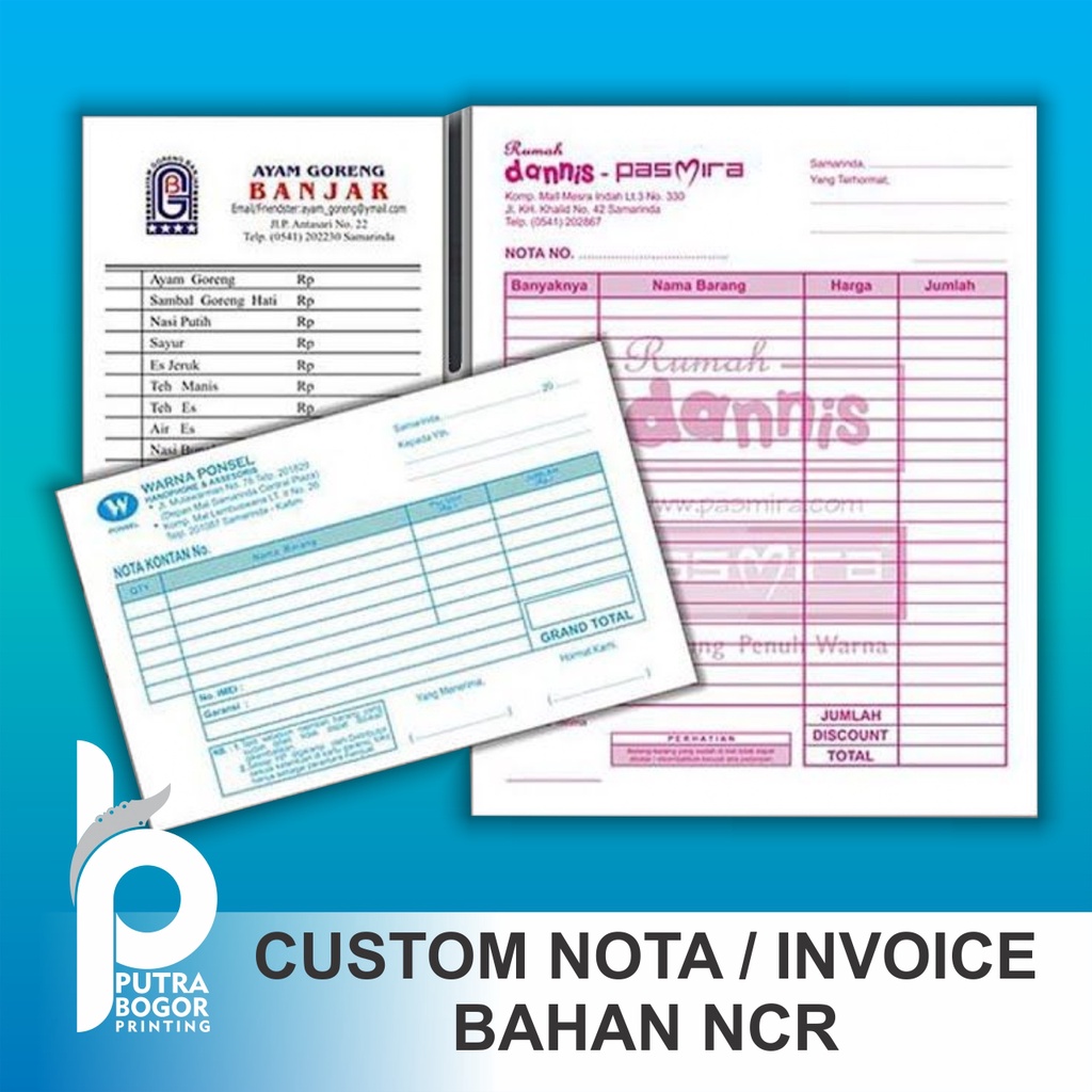 Jual NOTA / INVOICE CUSTOM DESAIN DAN UKURAN BAHAN NCR TEMBUS | Shopee ...