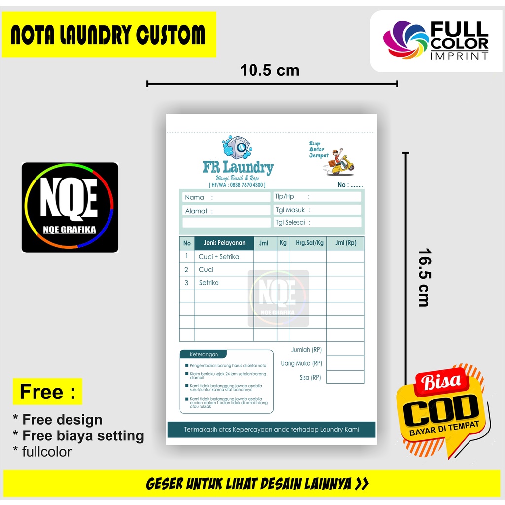 Jual Bisa COD | nota laundry, Nota LOUNDRY, nota Laundry Custom, nota ...