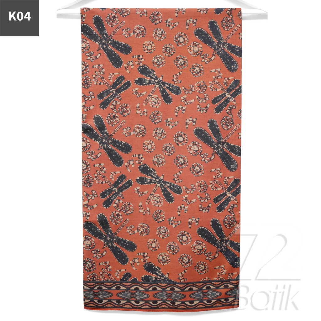 Jual KAIN BATIK PREMIUM Bahan Katun Motif Capung Warna Orange Oranye ...
