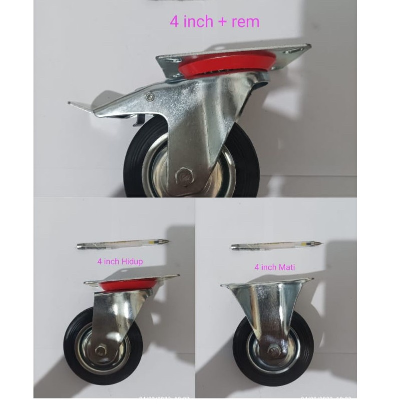 Jual RODA KARET 4 INCH VARIASI TIPE / RODA KASTOR DAN TROLI 4 INCH ...