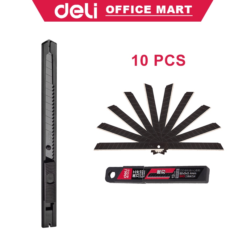 Jual Deli Cutter Mini 9 mm Pisau Cutter Kecil Besi SK5 Hitam Pemotong ...