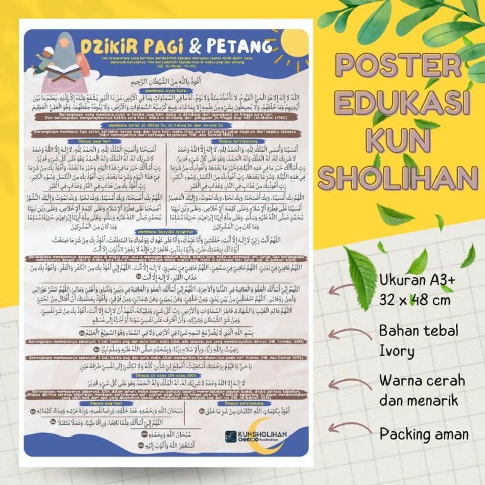 Jual POSTER DZIKIR PAGI DAN PETANG (KUN SHOLIHAN) | Shopee Indonesia