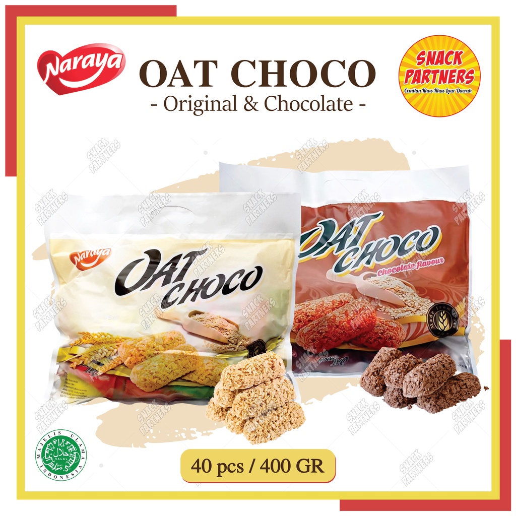 Jual NARAYA OAT CHOCO 40 PCS / 400 GR - Crispy Biscuit Snack Oat Bar ...