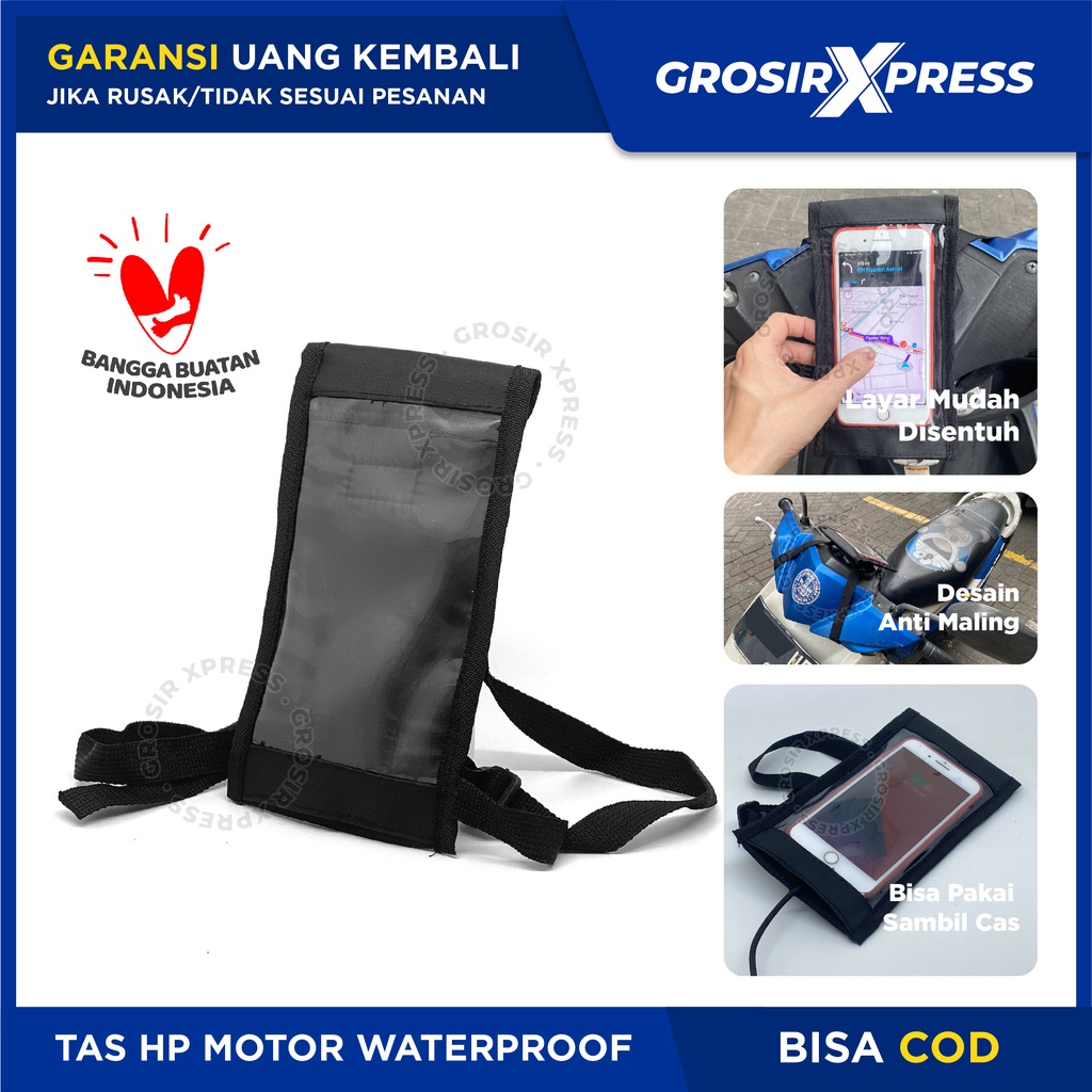 Jual Tas Holder Hp Motor Waterproof Sarung Handphone Stang Sepeda Cover ...