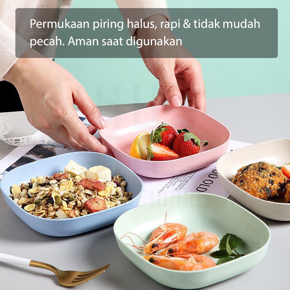 Jual HUGO Piring Makan Segi Bahan Jerami Wheat Straw Piring Saji ...