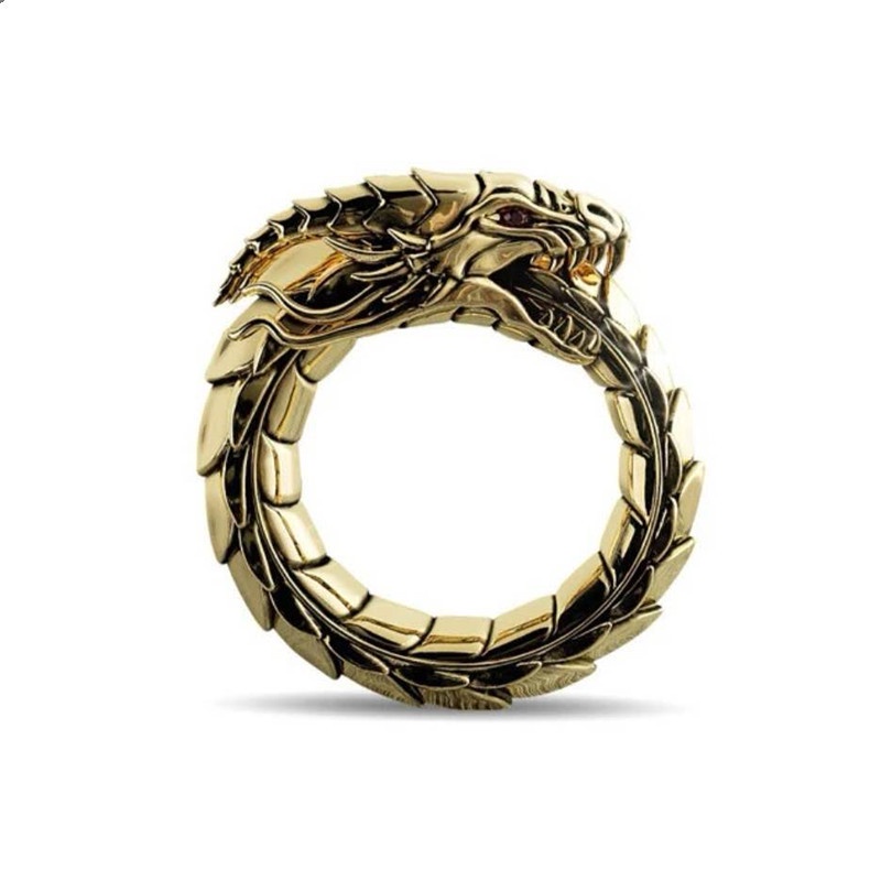 Jual Cincin Naga Gerigi / Cincin Pria Wanita Motif Ukir Naga Mewah ...