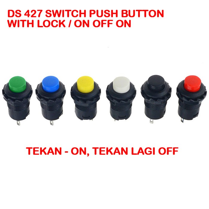 Jual audiosby-SWITCH PUSH BUTTON SAKLAR ON OFF ON 2 PIN DS427 3A 125V 1 ...