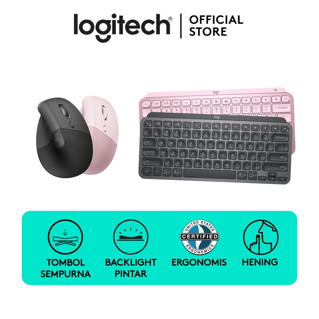 Jual [bundling] Logitech Lift Mouse Ergonomic Vertical Wireless Bluetooth Silent And Mx Keys Mini