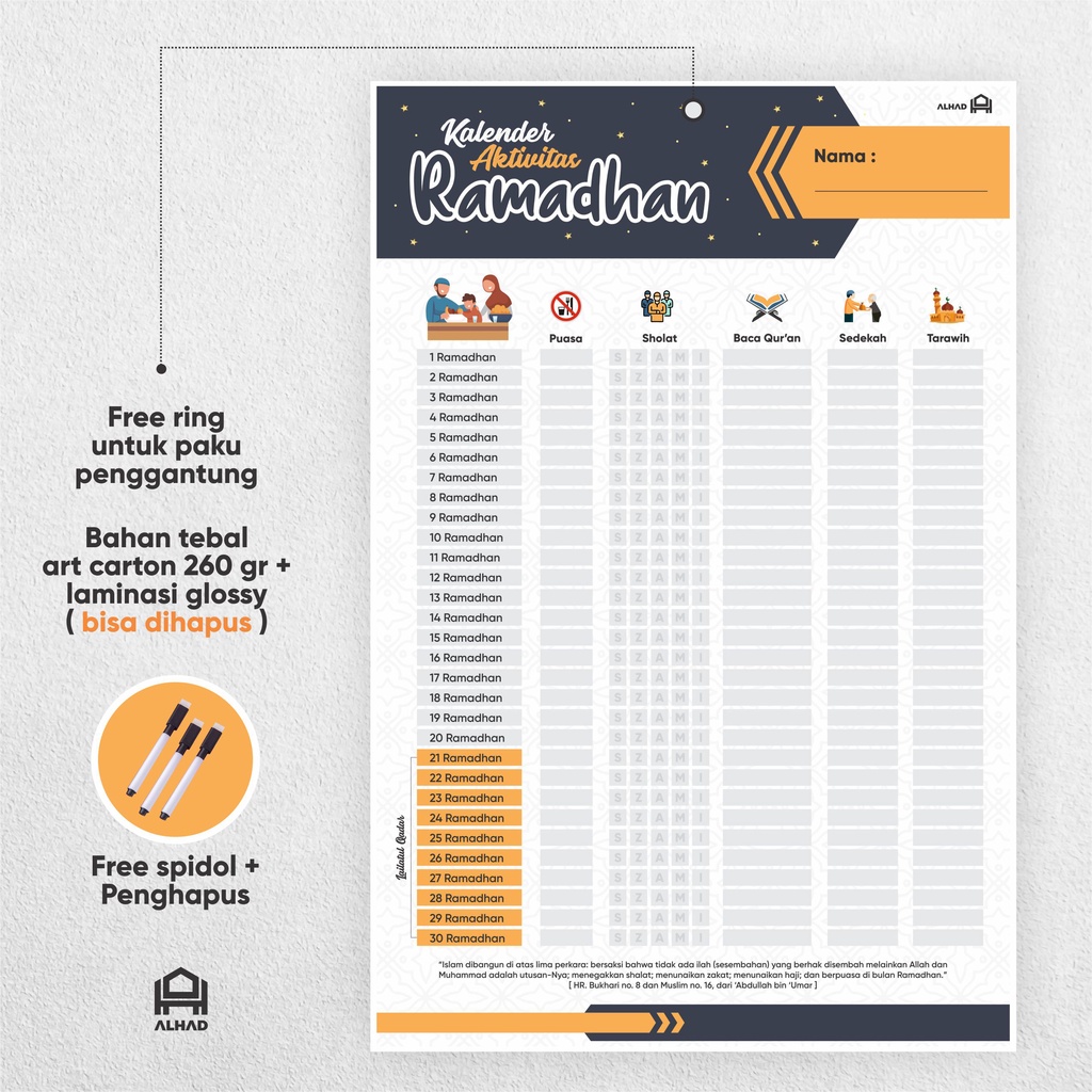 Jual Poster Ceklis Ibadah Ramadhan Anak l bisa custom | Shopee Indonesia