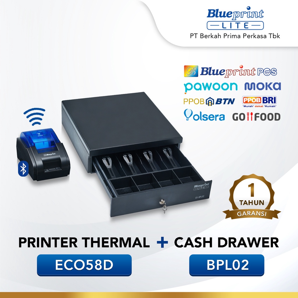 Jual Paket Alat Kasir BLUEPRINT Printer Thermal ECO58D + Cash Drawer CD ...