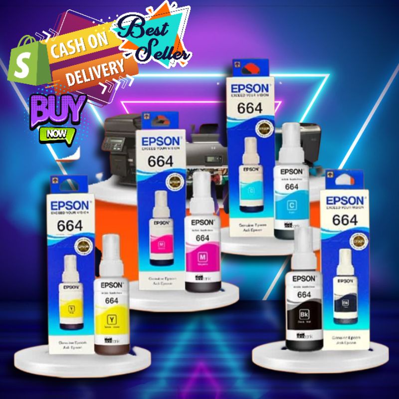 Jual tinta epson 664 1Set new original for series Epson L100, Epson L110, Epson L120, Epson L200 ...