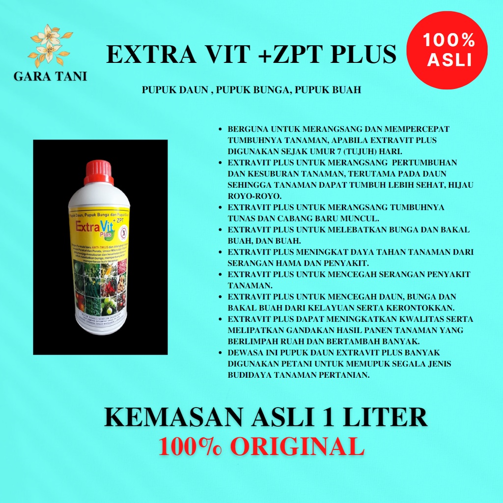 Jual ExtraVit + ZPT Plus ISI 1 LITER // Pupuk Cair Untuk Merangsang Pertumbuhan dan Kesuburan ...