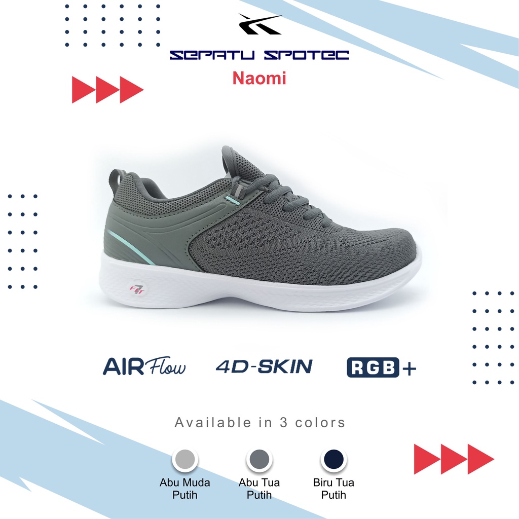 Jual SPOTEC Sepatu Running Wanita NAOMI Abu Tua - Putih | Shopee Indonesia