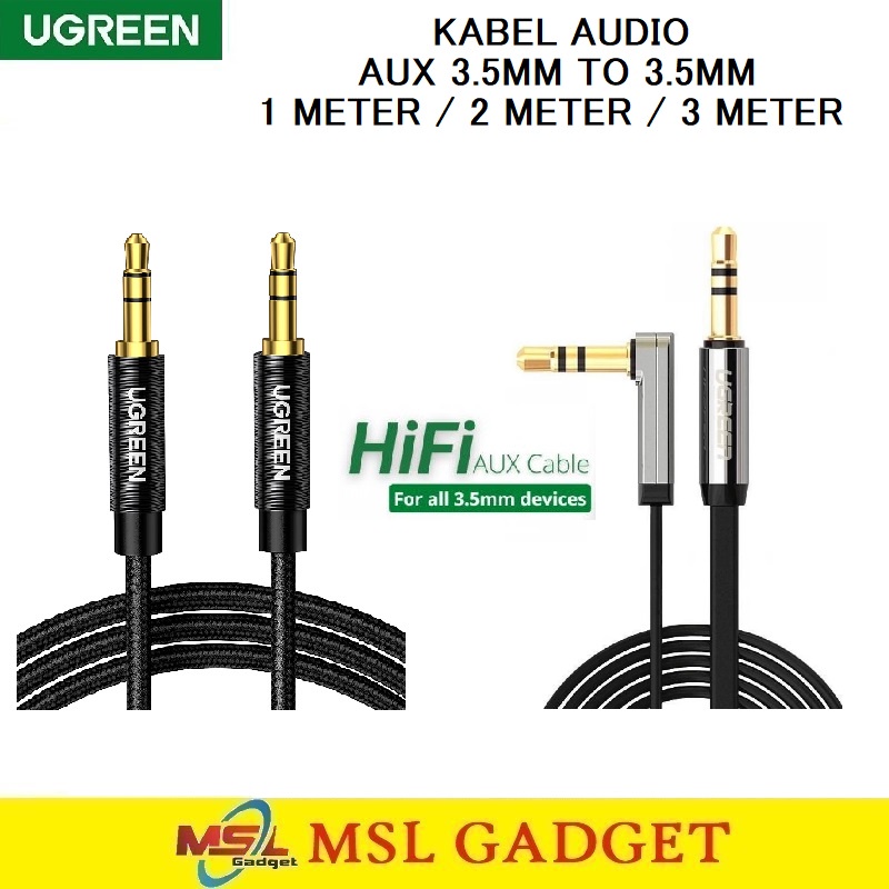 Jual UGREEN Kabel Audio Aux 3.5mm Male to 3.5mm Male Right Angle Flat Cable Panjang AV119 ...