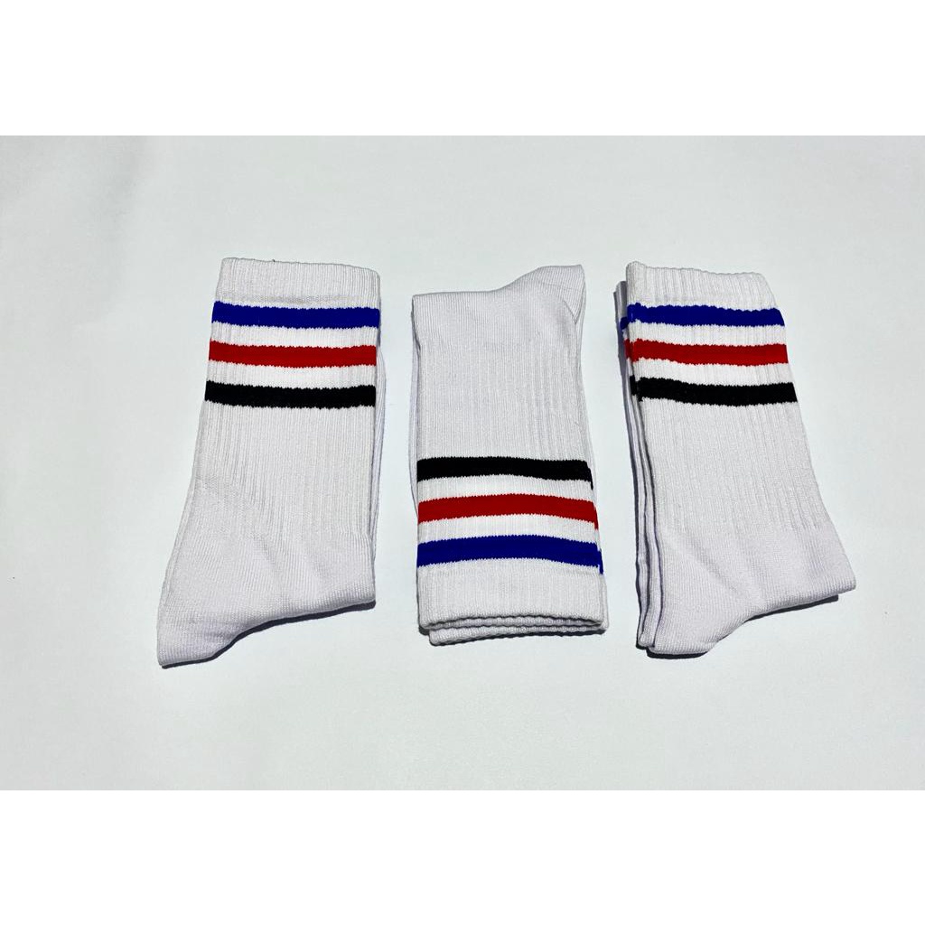 Jual 1 Lusin Kaos Kaki Old Skate Putih list Biru Merah Hitam | Shopee ...