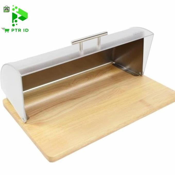 Jual PTR Tempat Roti Tawar Bread Box Alas Kayu Tutup Plastik Transparan ...