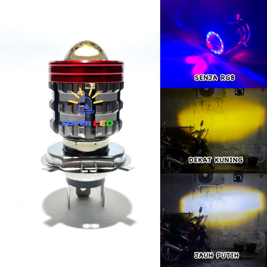 Jual Lampu Depan Bohlam Led H4 Laser Hi-Low 26 Watt Steel Gun Canon Laser Nyala 4 Mode Socket ...