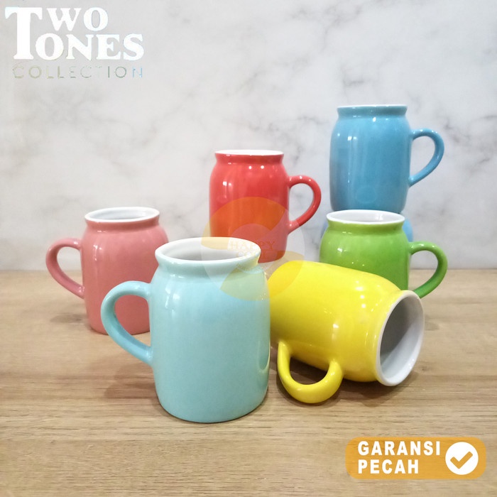 Jual HOMECO 1pcs Mug Milk 13 Oz Two Tones Collection | Gelas Minum ...