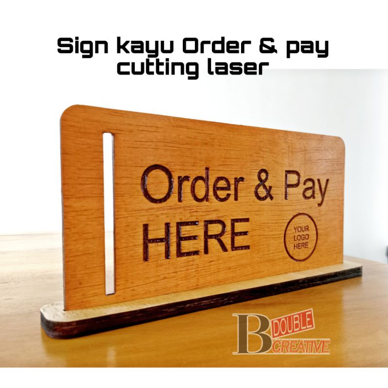 Jual Signage order and pay here penanda meja logo bebas custome ...
