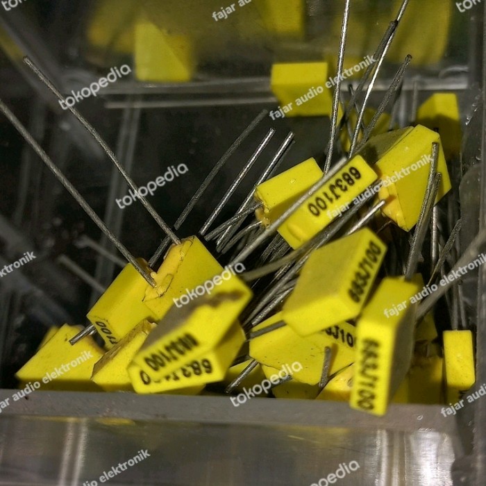 Jual kapasitor 68n mkm 683J100 683 100v mkp original capasitor milar mylar | Shopee Indonesia