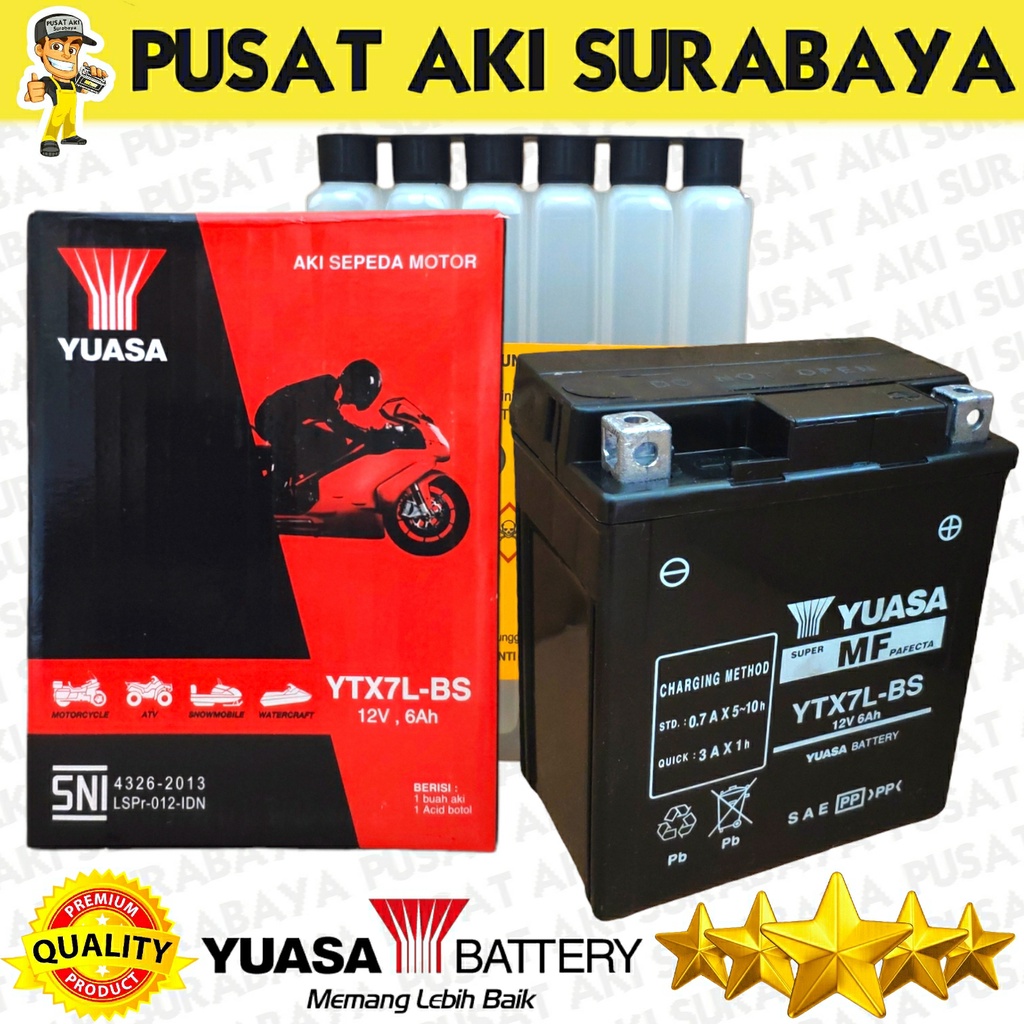 Jual PUSAT AKI YUASA YTX7L - BS 12V 6AH HONDA VESPA GTS 150 LIBERTY LX 150 MATIC PRIMAVERA ...