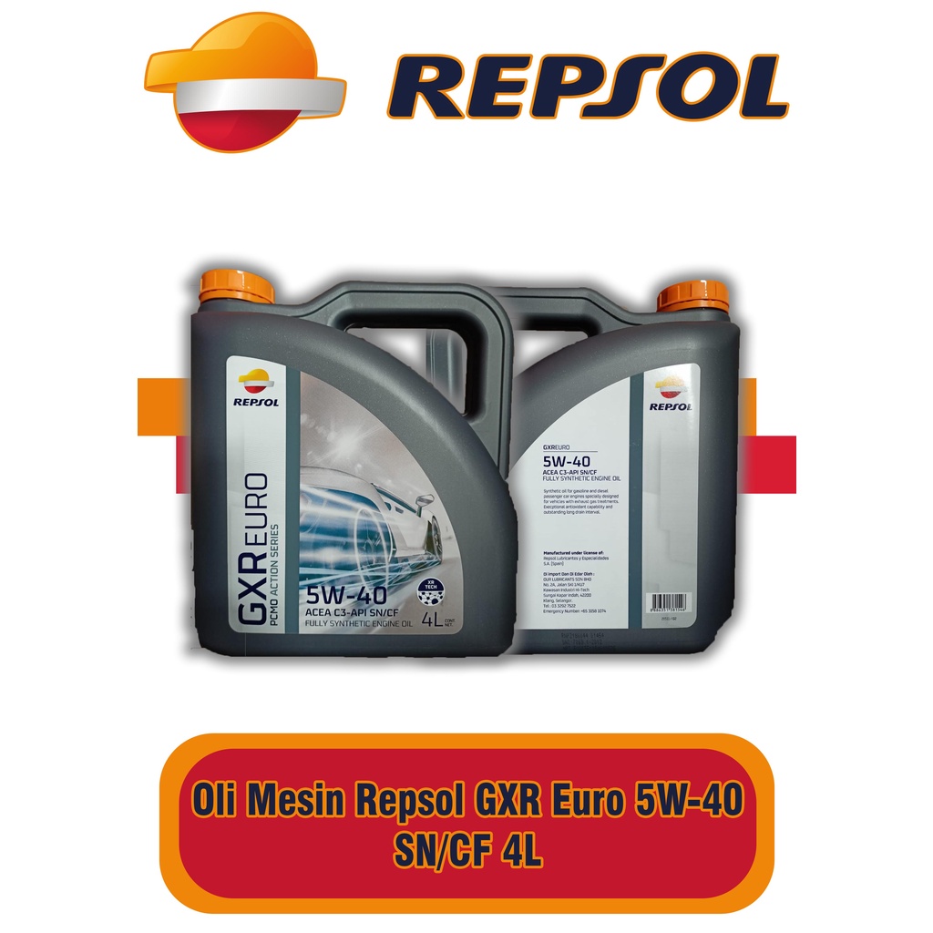 Jual Oli Mesin Repsol GXR Euro 5W-40 SN/CF 4L 66758 | Shopee Indonesia