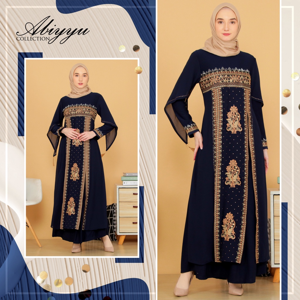 Jual TA9021 | Gamis Abaya Turki Mewah Turkey Bahan Jersey mix Ceruty ...