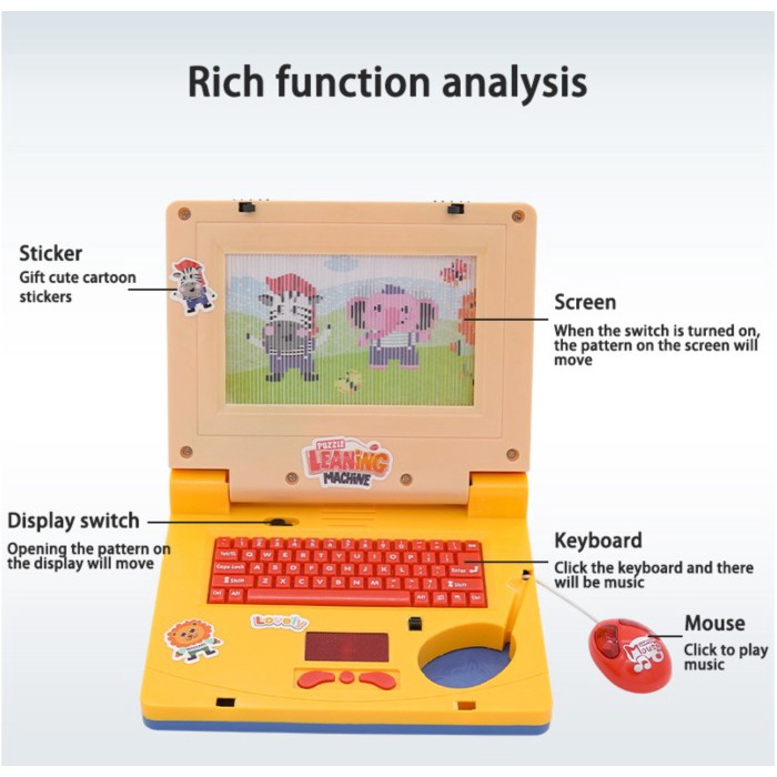 Jual [LOGU] Mainan musik bentuk laptop komputer anak, Mainan musik lagu ...