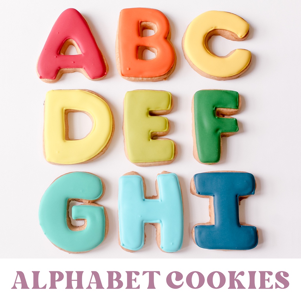 Jual ABCDEFGHI / Huruf Alphabet cookies — (Min 5pcs) Sugar Cookies ...