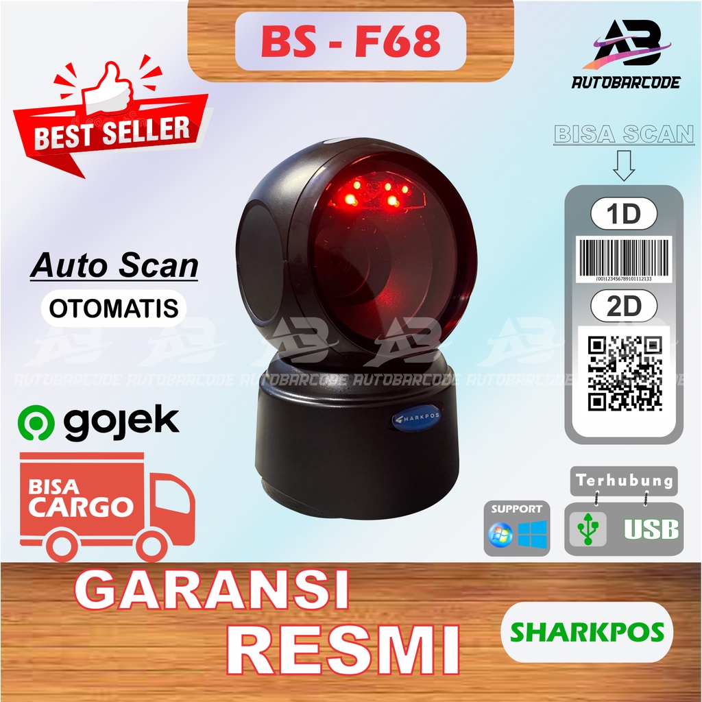 Jual 2D Omni Barcode Scanner Laser Sharkpos F68 Auto Scan USB Sensing Qris Scan Efaktur F 68 BS ...