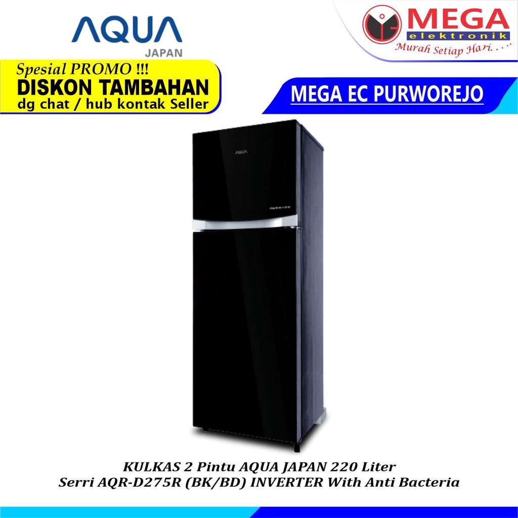 Jual LEMARI ES 2 PINTU AQUA AQR-D275 R BK/BD KULKAS 2 PINTU PROMO & BERGARANSI | Shopee Indonesia