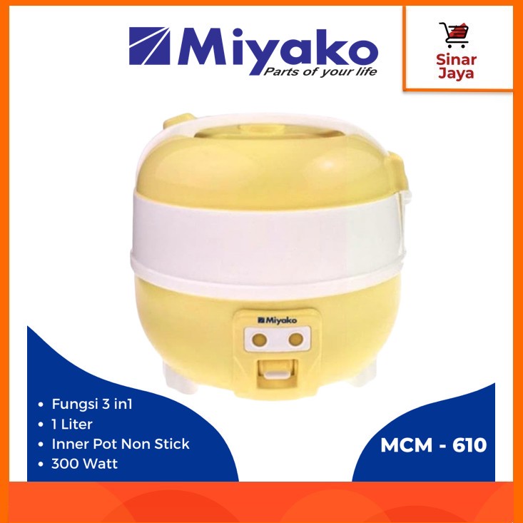 Jual MIYAKO MCM-610 Magic Com / Rice Cooker 1 Liter 3in1 (Anti Lengket ...