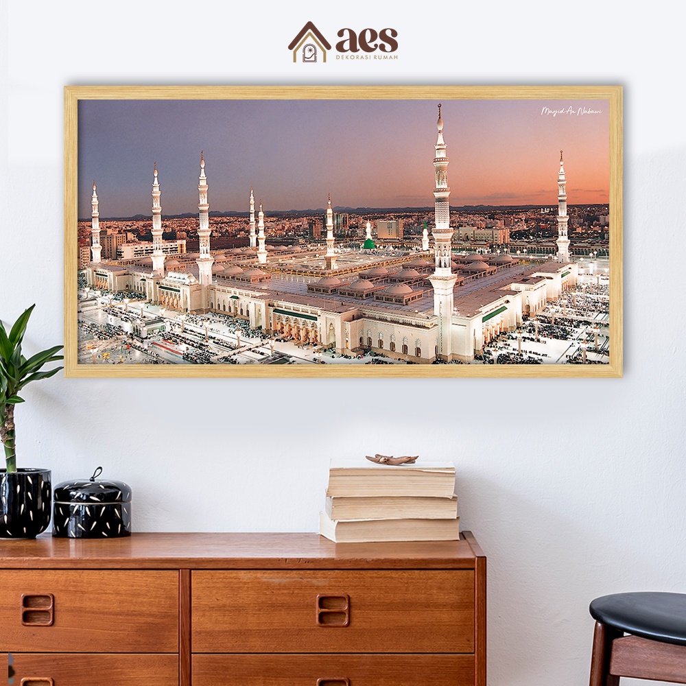 Jual AES Pajangan Kaligrafi Masjid Nabawi Aesthetic Frame Jati Belanda ...
