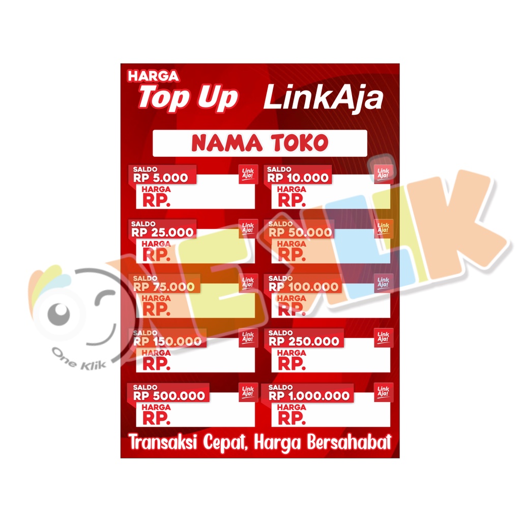 Jual Poster Konter Daftar Harga Top Up / Poster Paket Konter / Poster E ...