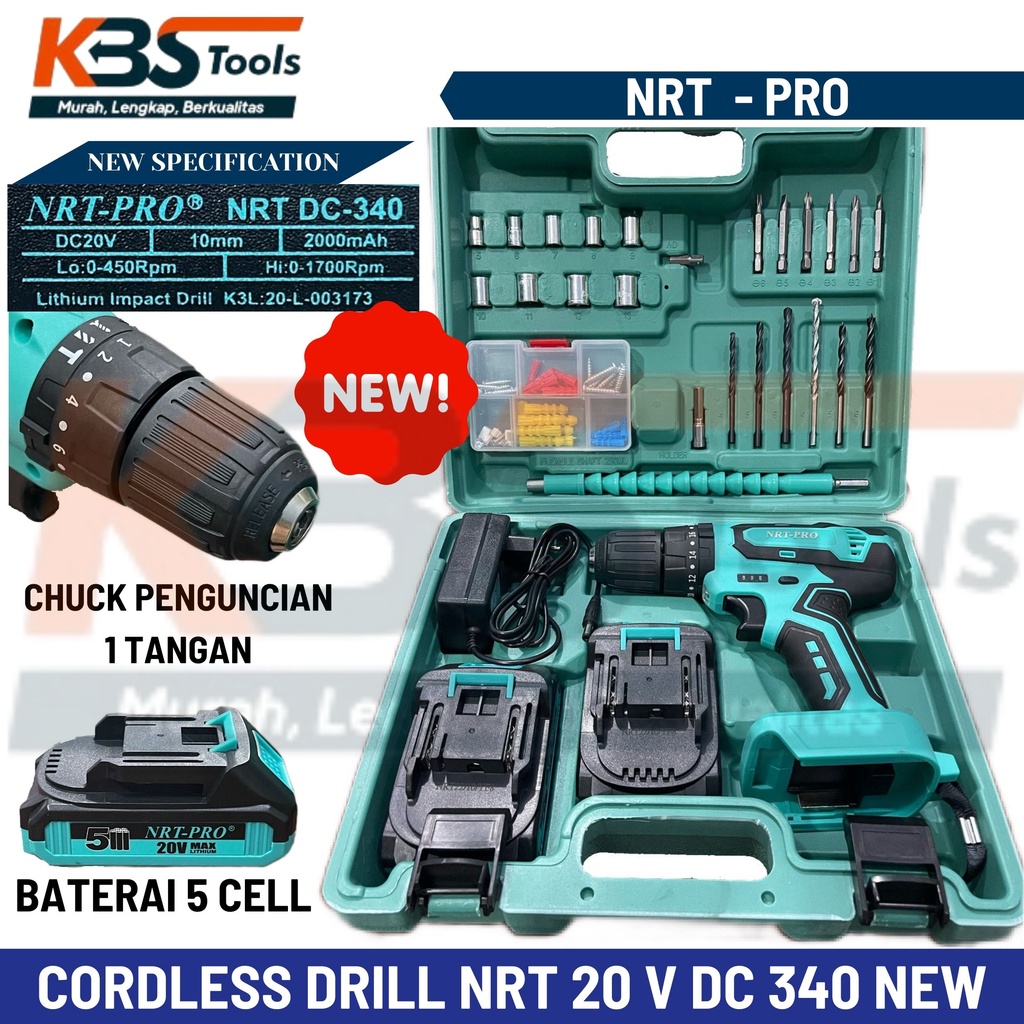 Jual Bor Baterai Impact Beton NRT PRO 20V NEW - Cordless Impact Drill ...