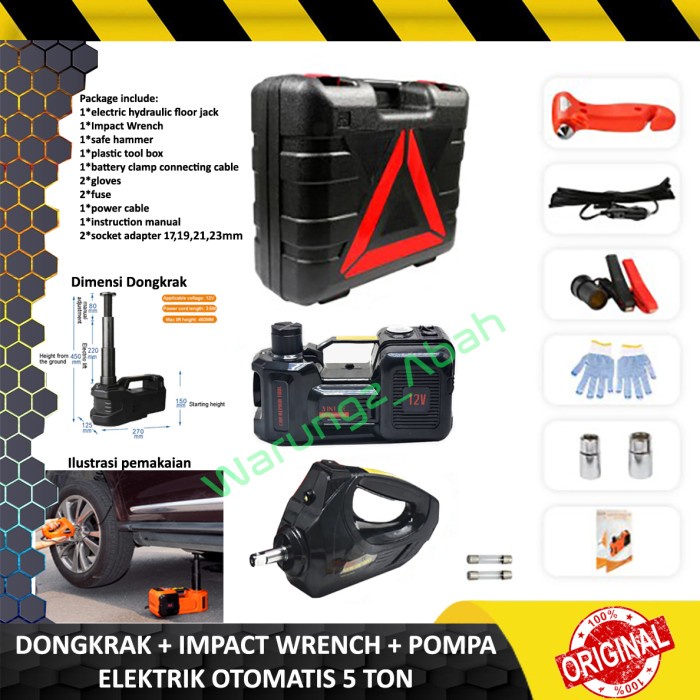 Jual DONGKRAK BUKA BAUT MUR RODA POMPA BAN MOBIL ELEKTRIK PORTABLE 5 ...