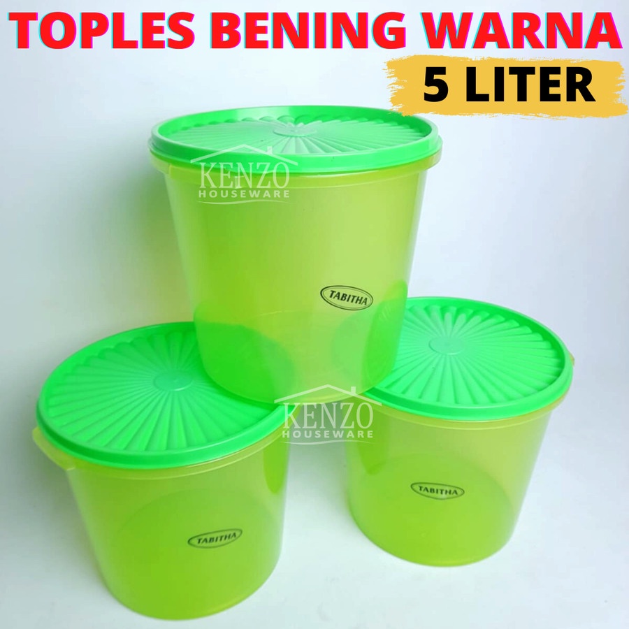 Jual Toples Plastik Warna 5 L Kerupuk Toples Krupuk Peyek 5 Liter Sealware | Shopee Indonesia