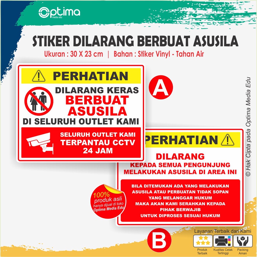 Jual Stiker Peringatan Dilarang Berbuat Asusila | Shopee Indonesia