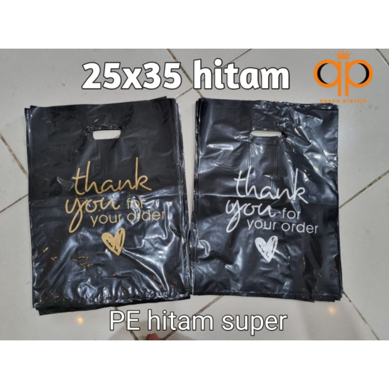 Jual (PE Hitam isi 50pcs Uk 25x35) Kantong plastik motif thank you ... Jual (PE Hitam isi 50pcs Uk 25x35) Kantong plastik motif thank you ...