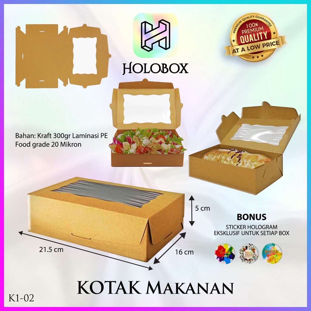 Jual KOTAK KUE|CEMILAN|BROWNIES|ROTI|MAKANAN|DUS|BOX|PACKAGING|PE|K1-02 ...