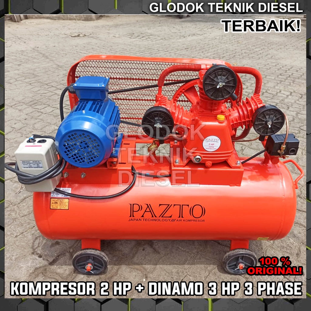 Jual PAZTO Kompresor Angin 2 HP + Dinamo Motor Tembaga Compressor ...