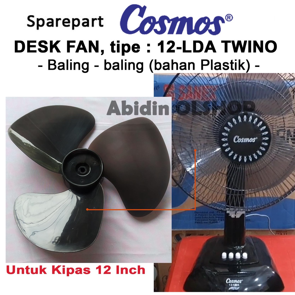 Jual Spare part kipas angin COSMOS tipe 12-LDA, Baling-Baling 12 inch ...